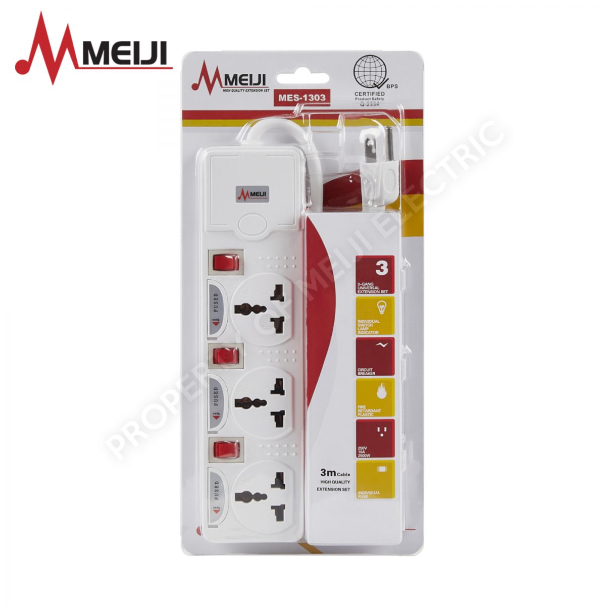 Meiji Extension Set 3 Gang 3 Meter with Individual Switch MES-1303 ...