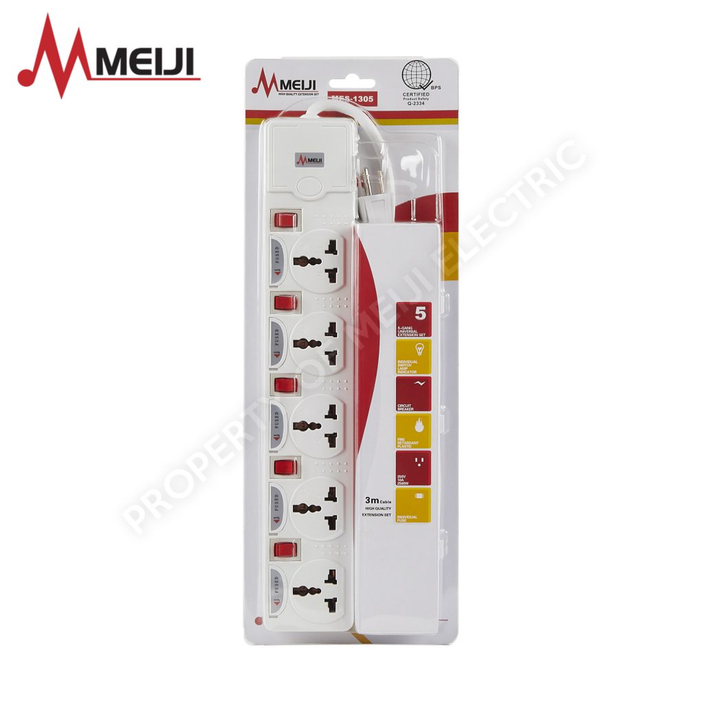 Meiji Extension Set 5 Gang 3 Meters with Individual Switch MES-1305 ...