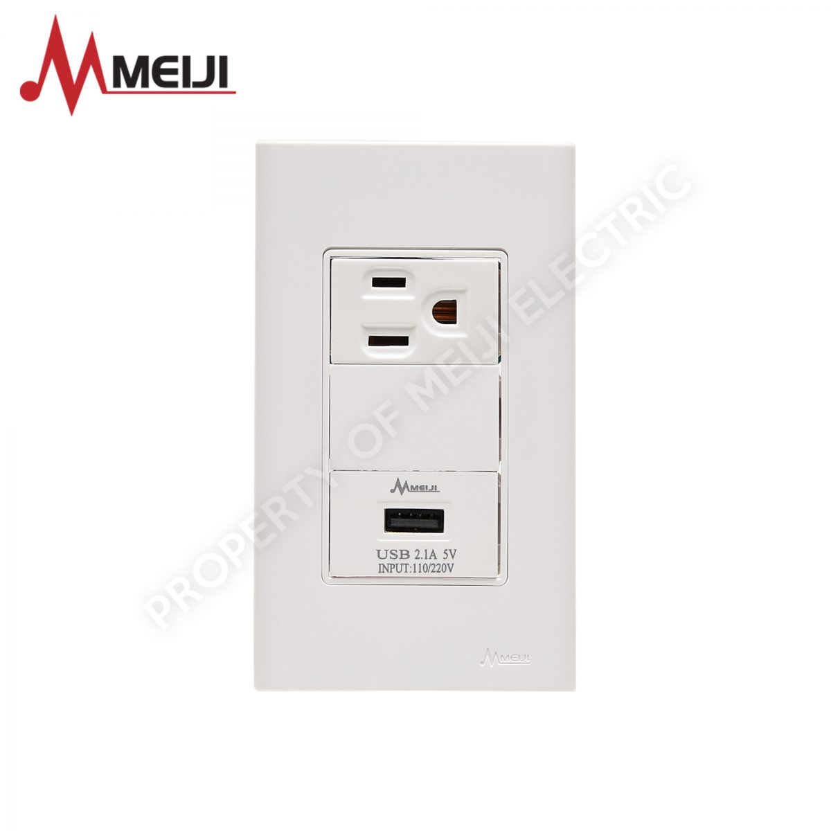 Meiji USB Outlet [USB 2.1A, 5V + Convenience Outlet with Ground 15A ...