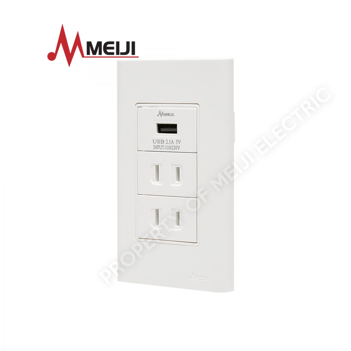 Meiji USB Outlet [USB 2.1A, 5V + 2X Convenience Outlet 15A, 300V] MCS ...